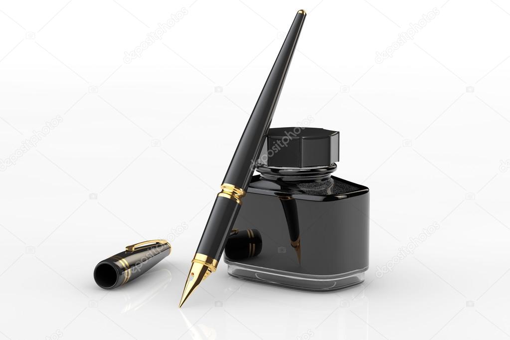 Fountain Pen with Ink Bottle Stock Photo by ©doomu 61278133