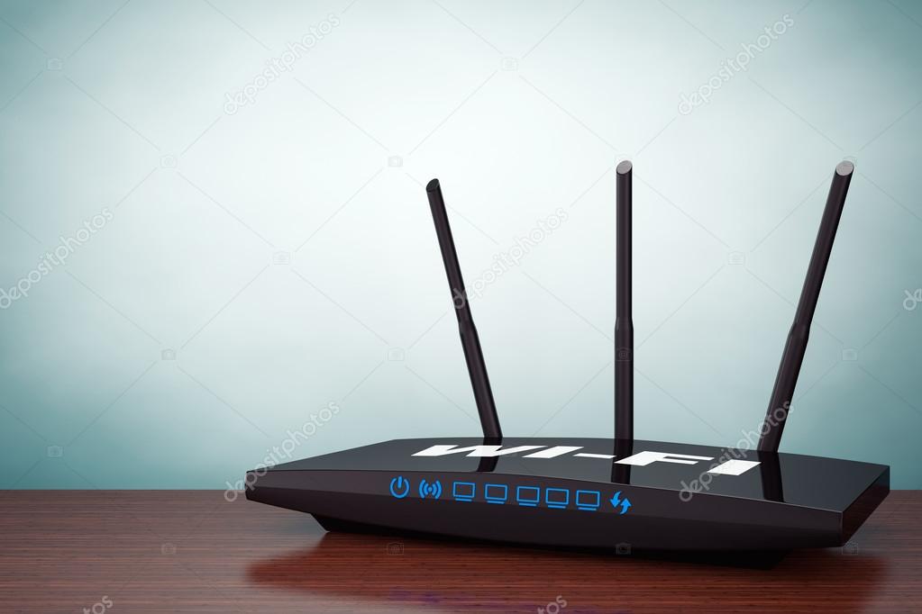 Old Style Photo. 3d Modern WiFi Router — Stock Photo © doomu #76493923