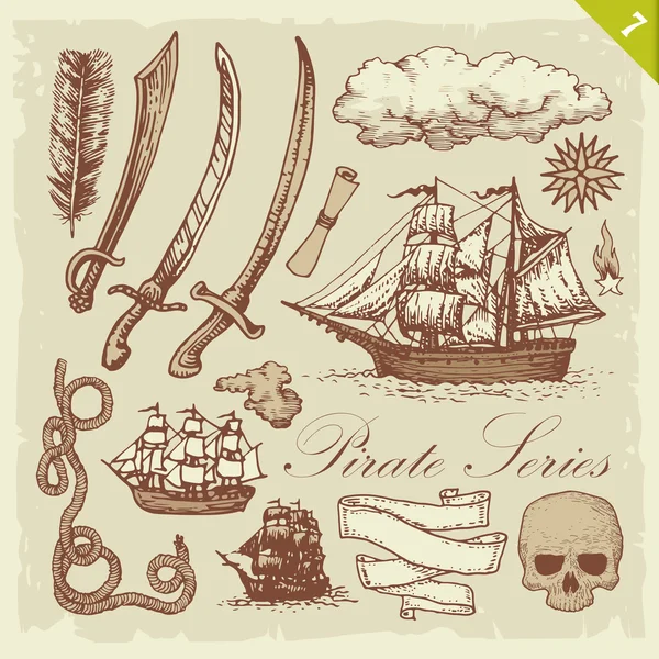 Pirate collection — Stock Vector © bioraven #9381637