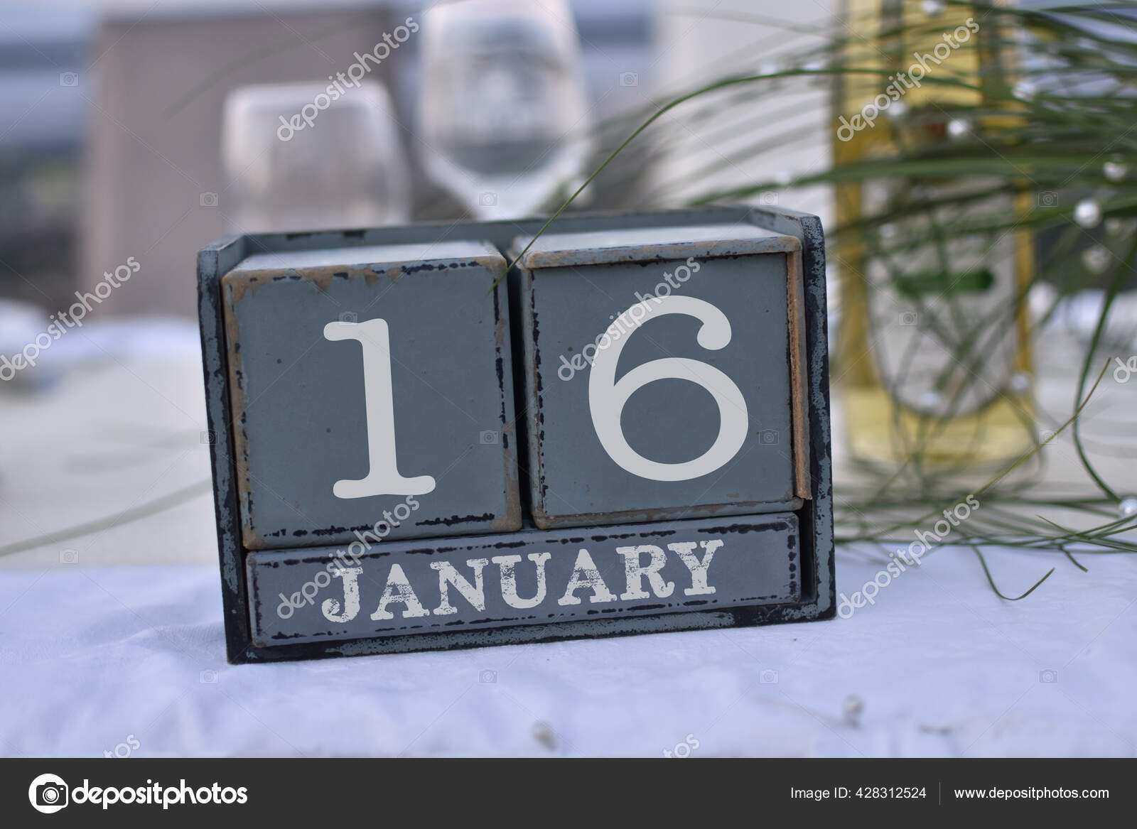 Wood Blocks Box Date Day Month January Wooden Blocks Calendar — Stock ...