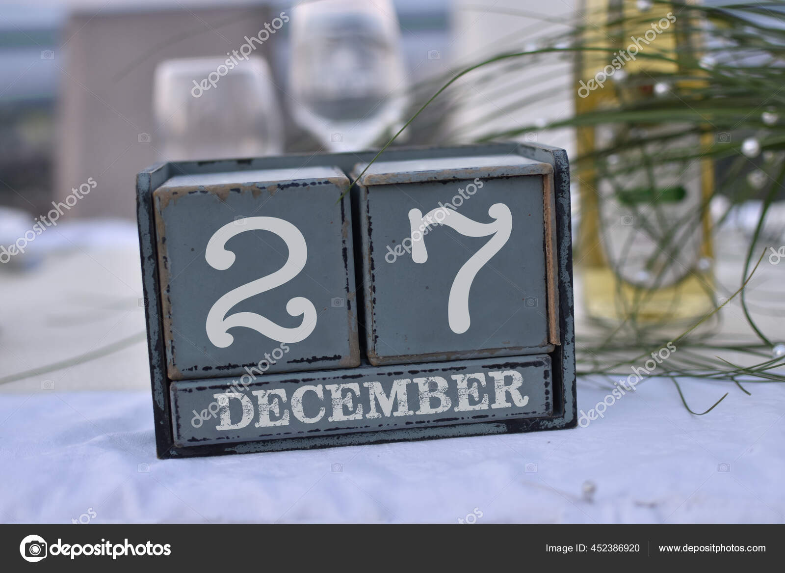 Wood Blocks Box Date Day Month December Wooden Blocks Calendar — Stock ...