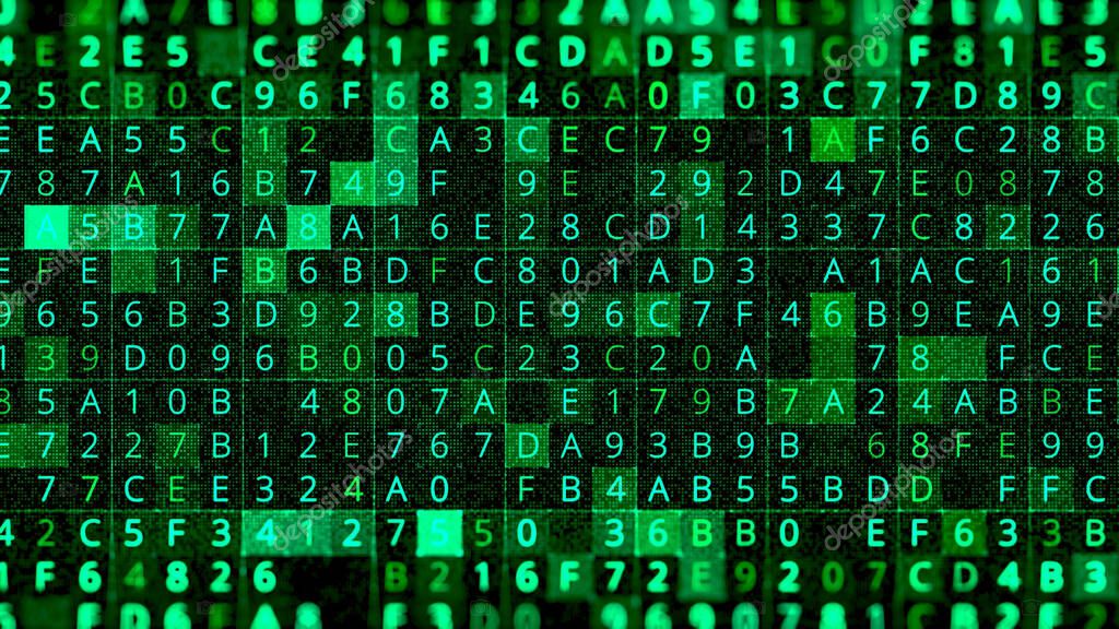 Símbolos aleatorios, números y letras aleatorios, datos cifrados sobre ...