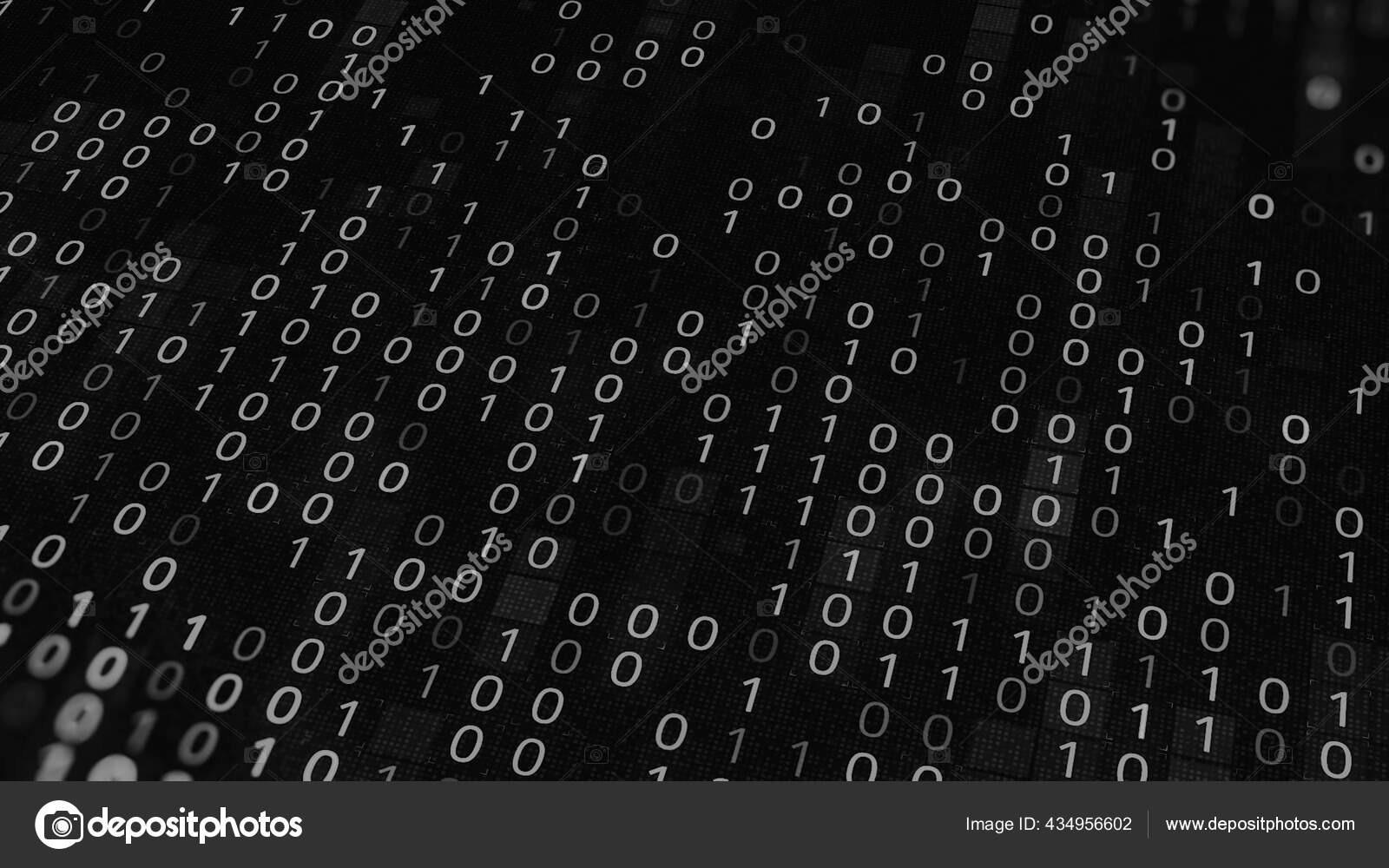 Black And White Background With Code Zero And One Animation Binary Code On Black Background