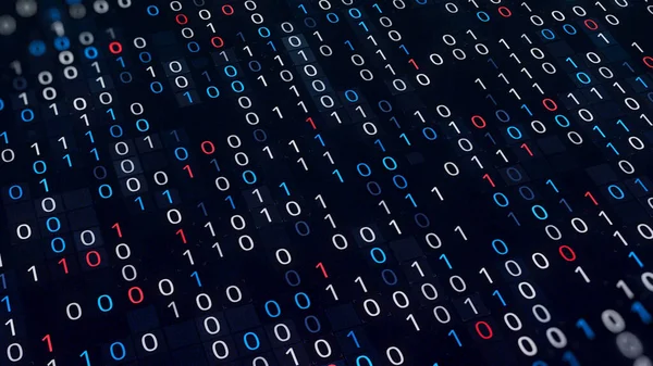 Black and white background with code zero and one. Animation. Binary code on black background ...