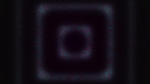 Slowly widening purple squares of tiny particles on black background ...