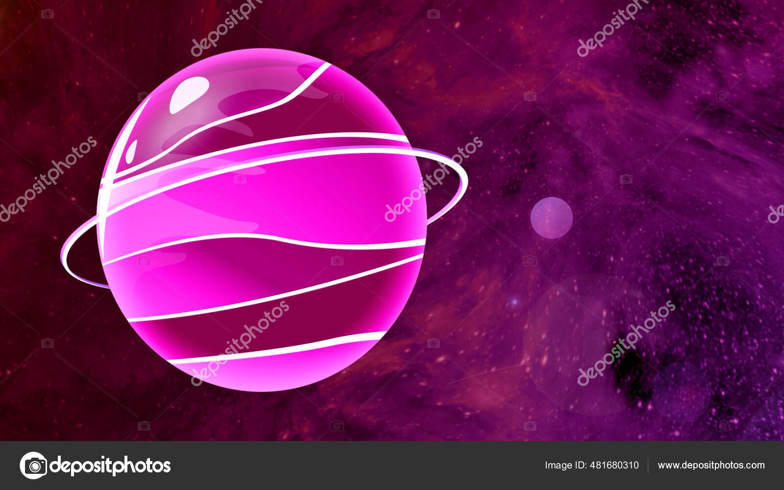 Abstract planet moves in animated space. Motion. Childrens animation of ...