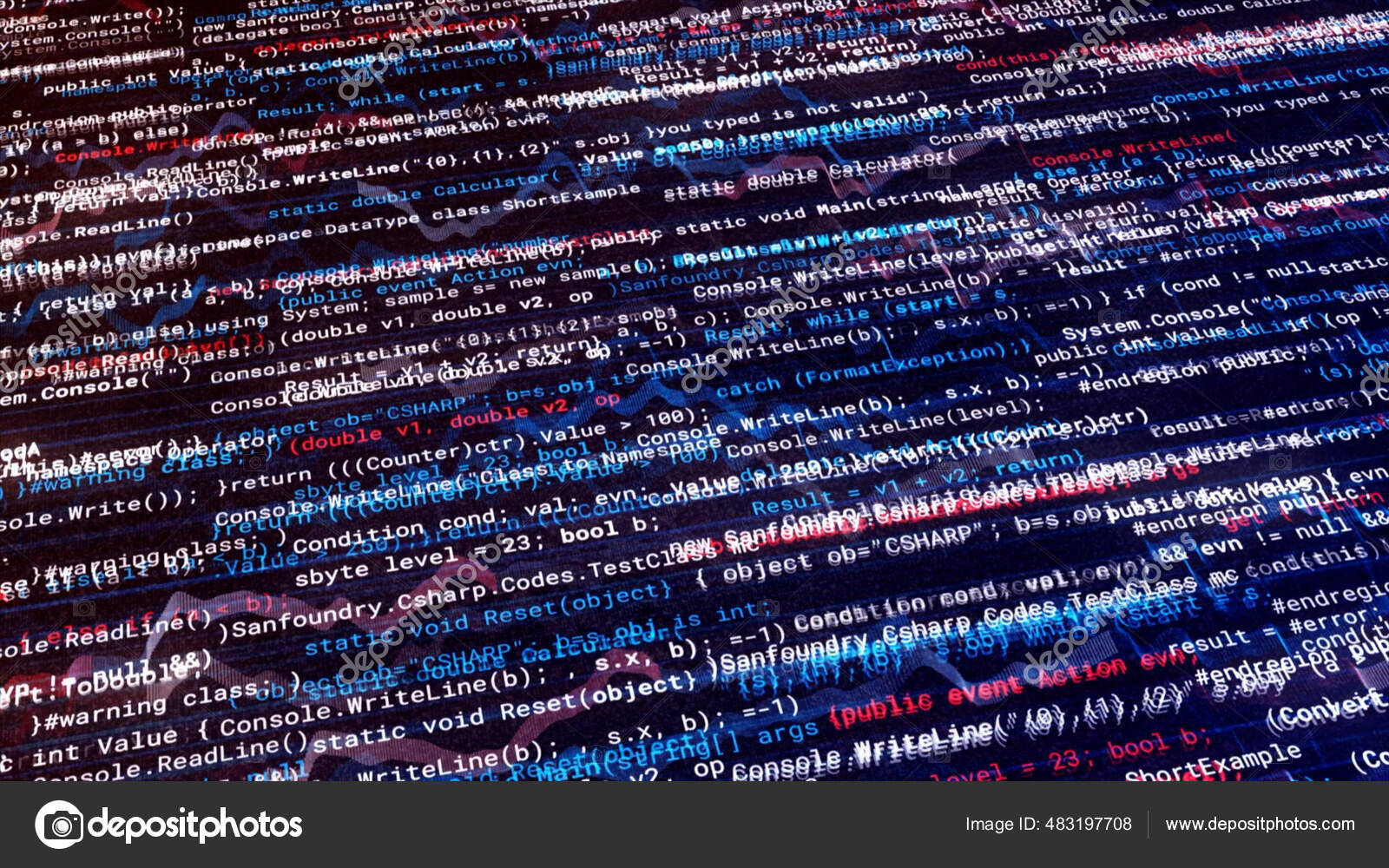 Many Narrow Lines Of Abstract Program Code Are Written Automatically On Black Background