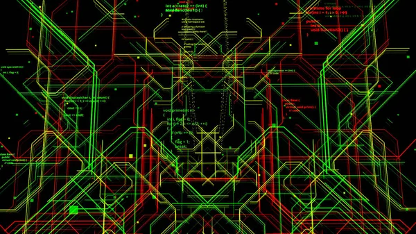 Flight through flow of digital informational tunnel, global connection ...