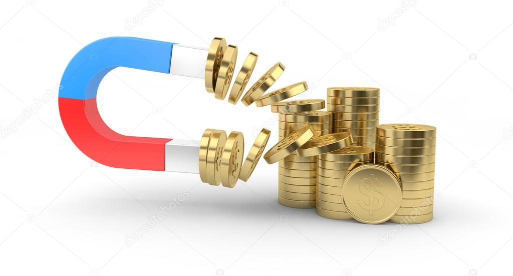 Magnet draws the coins Stock Photo by ©Foto_vika 93553202