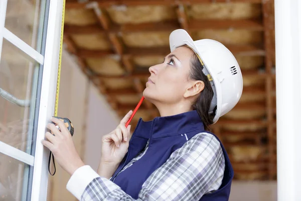 Woman Window Setter Marking Measurements Stock Photo by ©photography33 ...