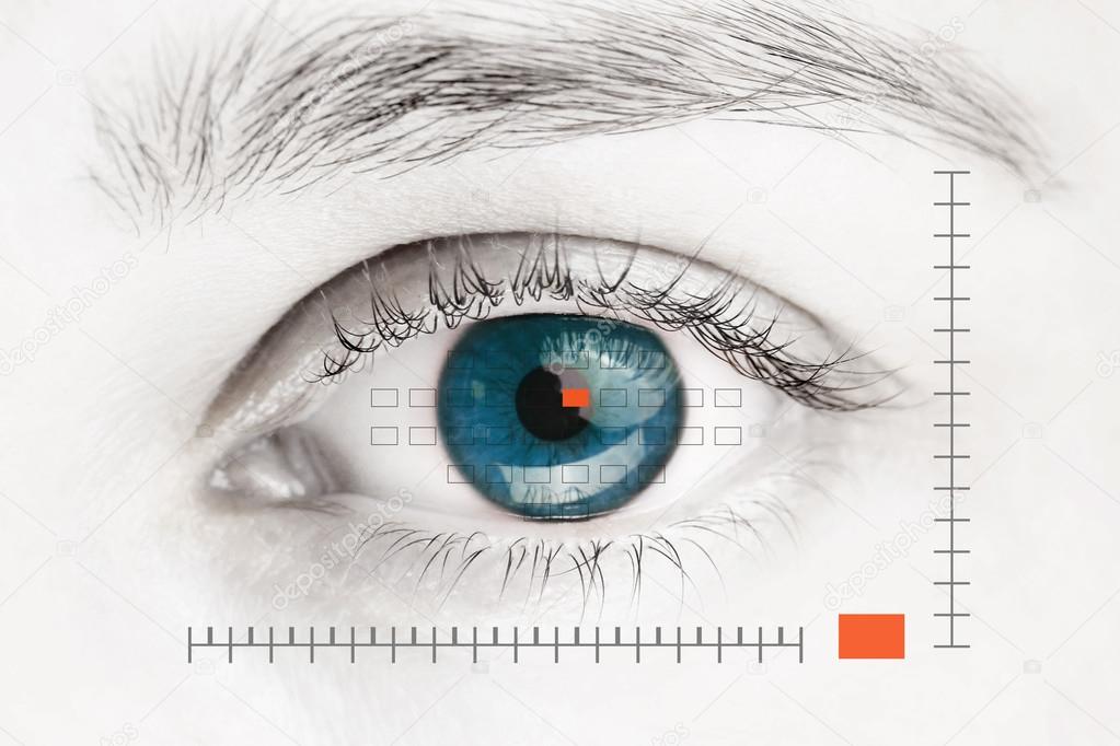 Scanner on blue human eye — Stock Photo © triocean2011 #107961328