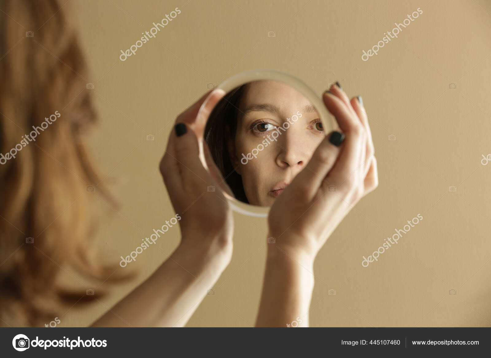 Mirror Reflection Woman's Face Studio Shot — Stock Photo © triocean2011 ...