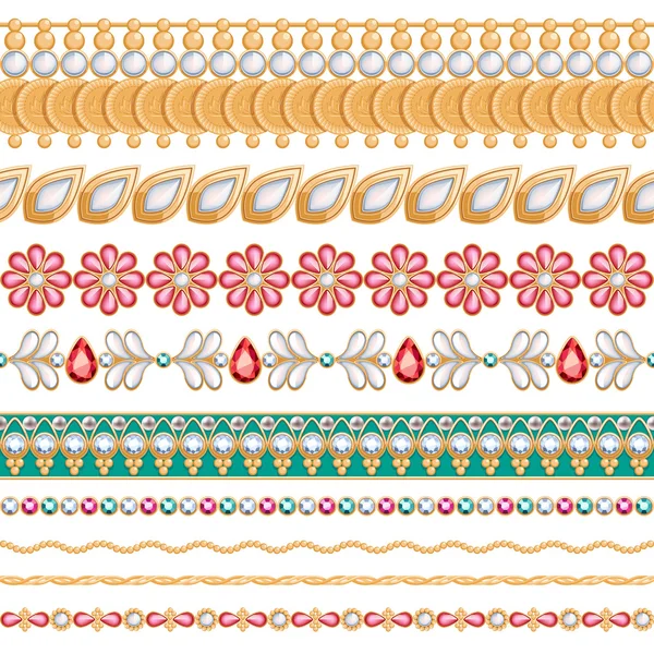 Colorful gemstones seamless horizontal borders set. Stock Vector Image ...
