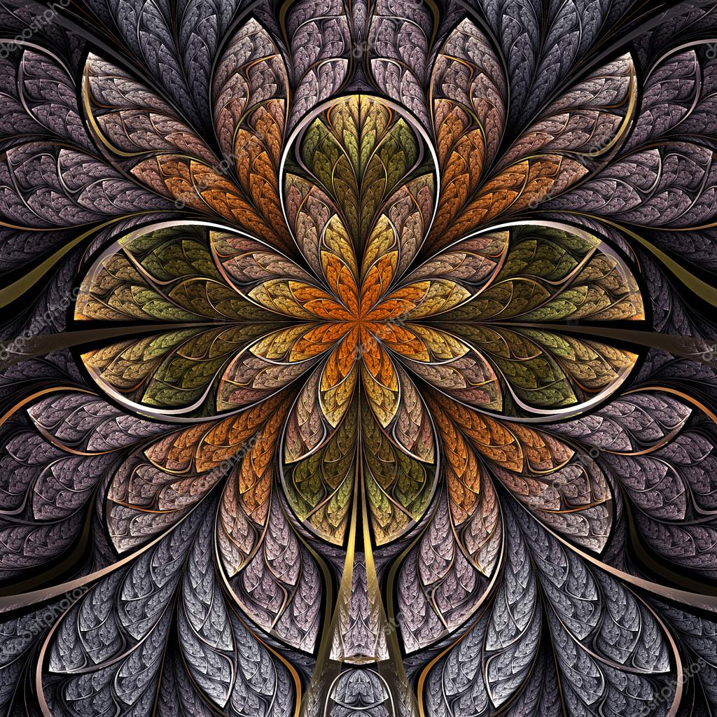 Forest themed fractal flower, digital artwork for creative graphic ...