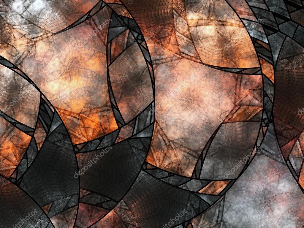 Fire themed stained glass fractal pattern, digital artwork for creative ...