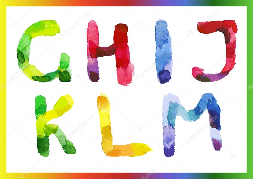 Colorful watercolor alphabet 2 — Stock Vector © Kashtanka #70214255