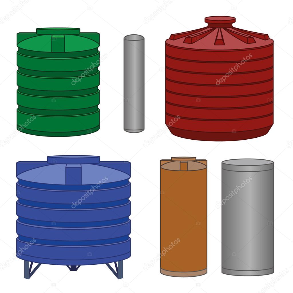 Conjunto de tanques de agua industrial. Vector Vector de stock por ...