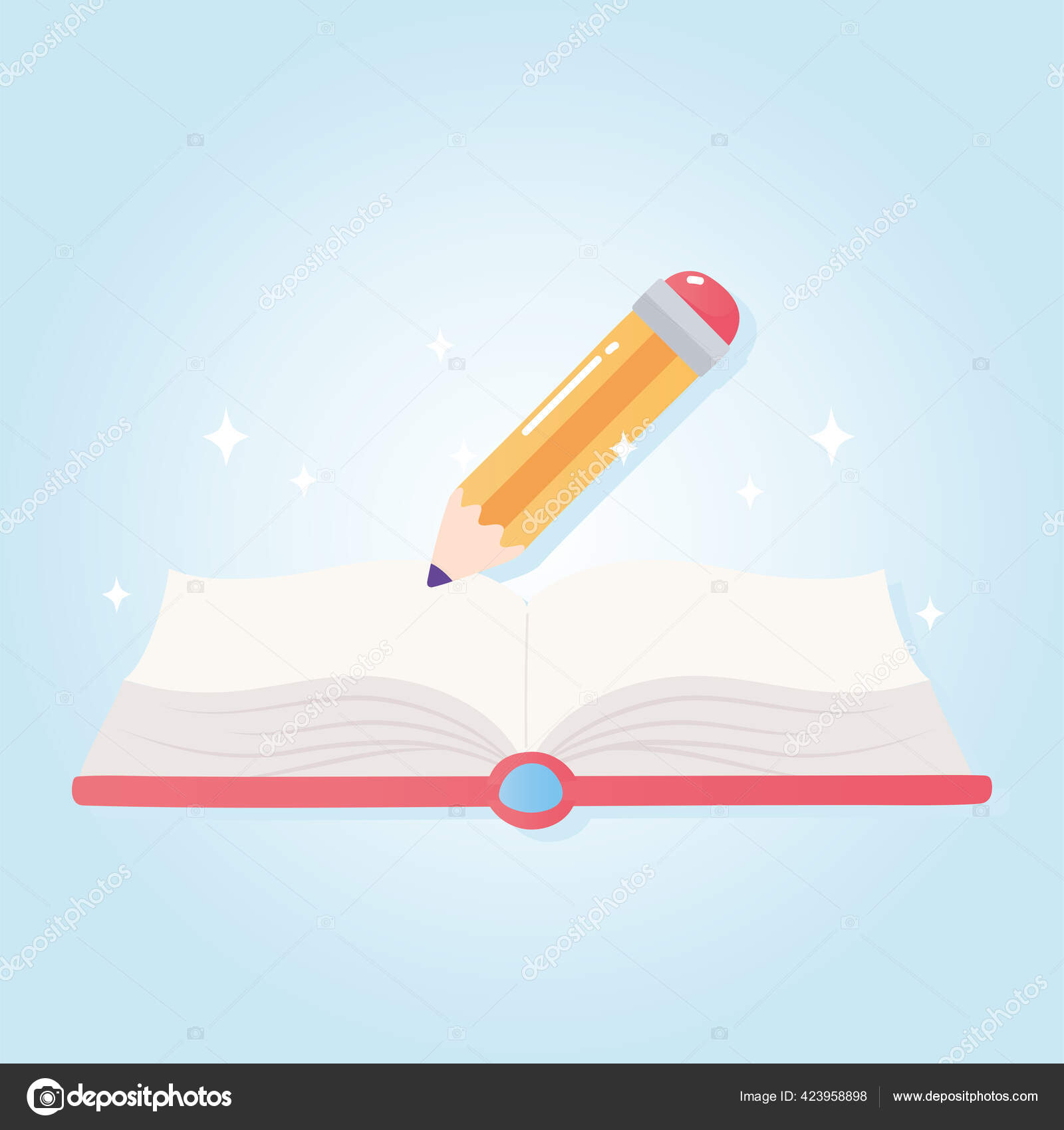 Cartoon Notebook And Pencil