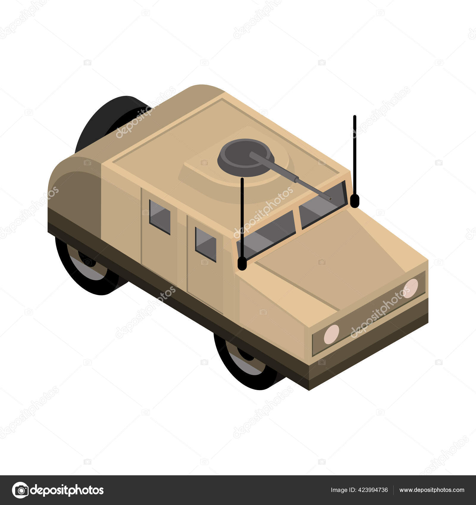 Militärischer Humvee mit isometrischem Symbol für den Transport von ...