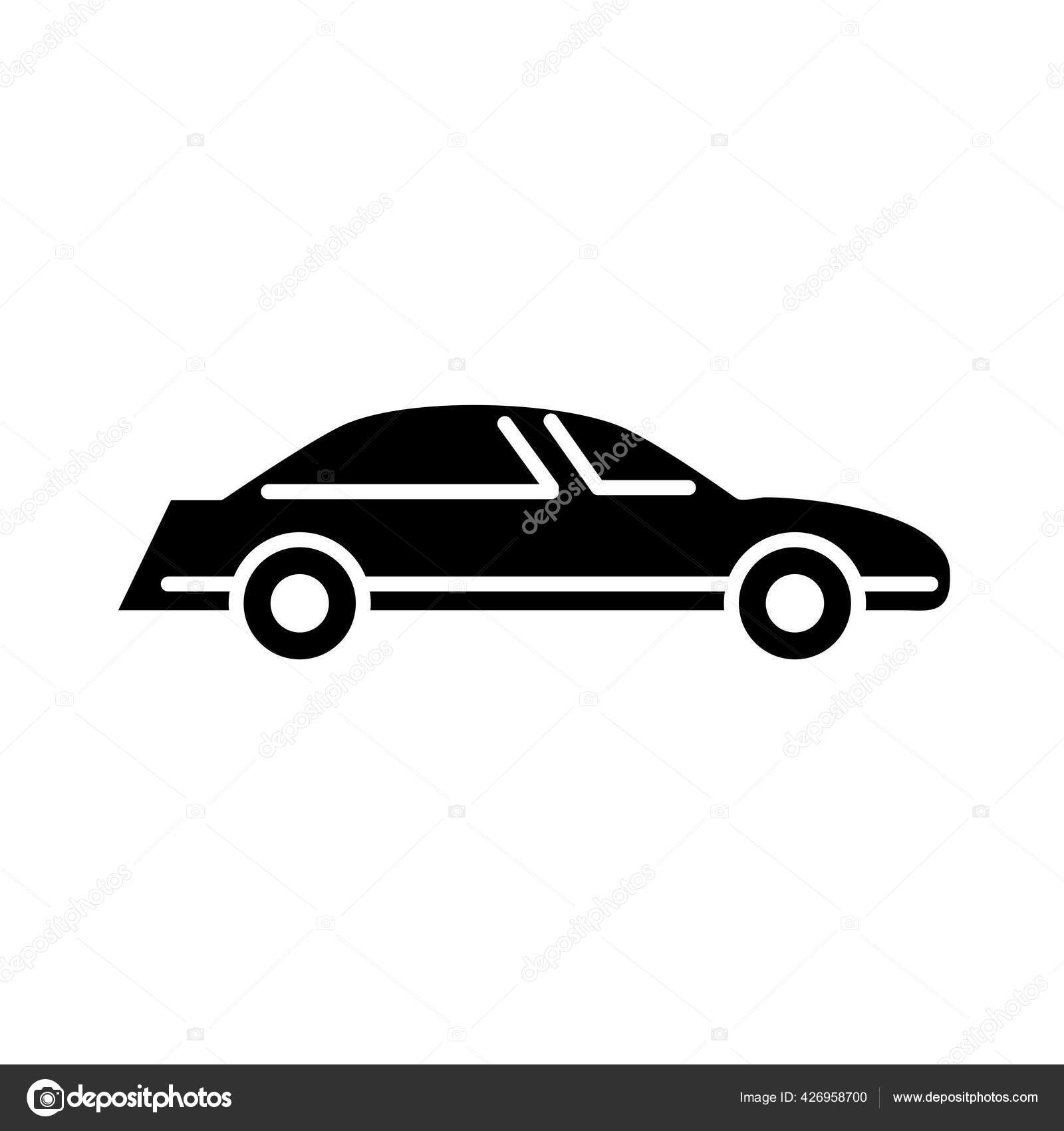 Car transport side view line icon, isolated on white background Stock ...