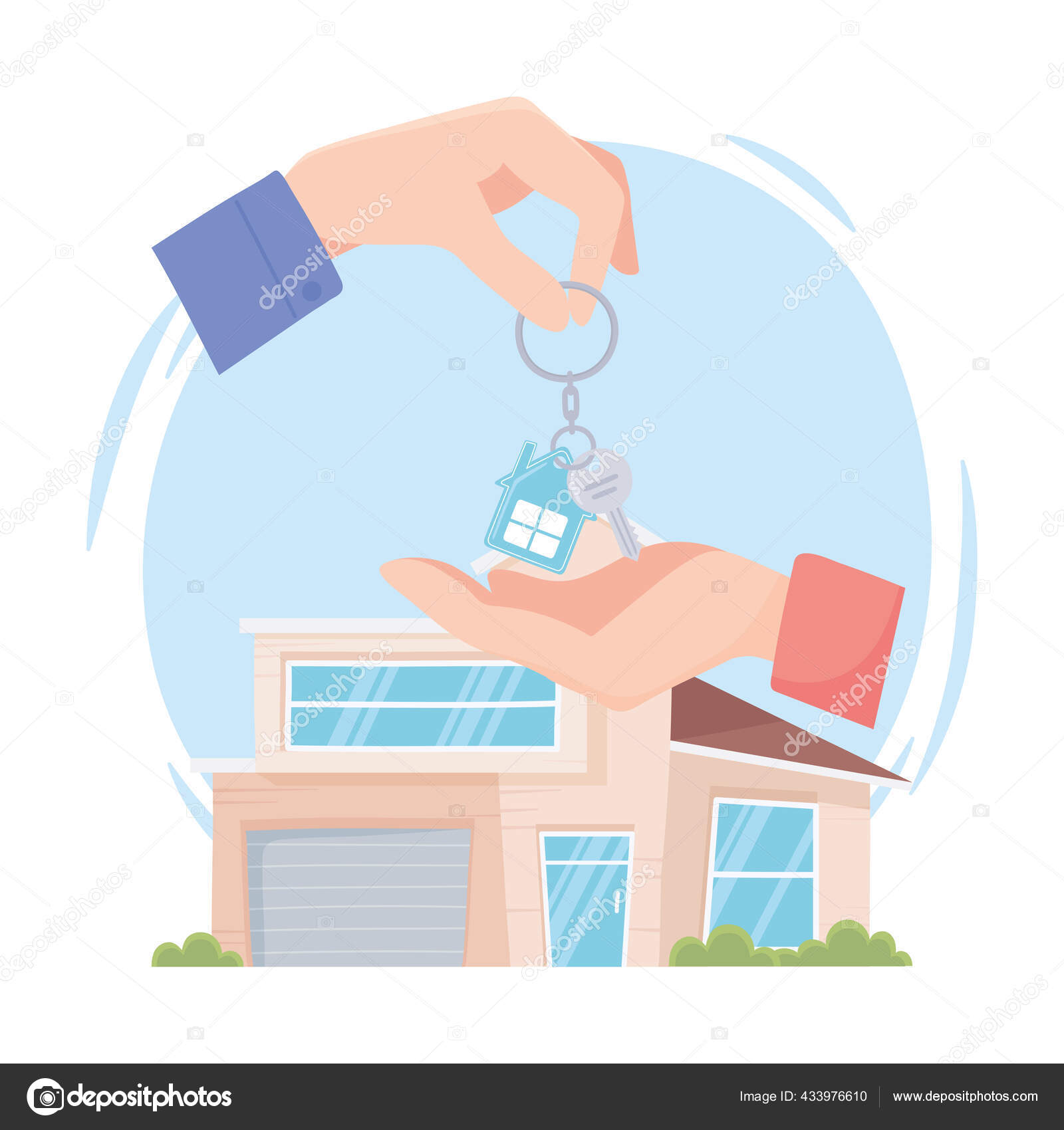 Handing over the Key from a new home, modern house background Stock ...