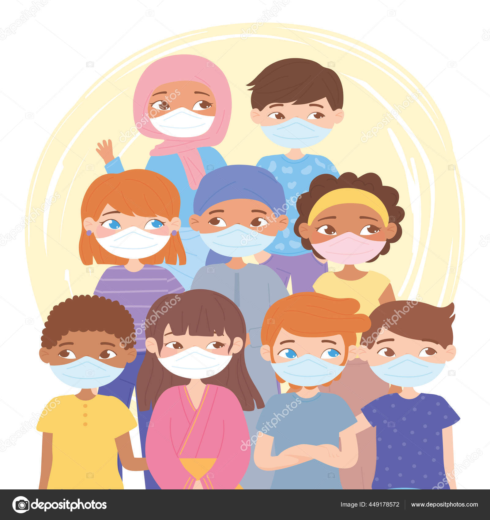 Diverse people wearing face masks during the covid 19 pandemic Stock ...