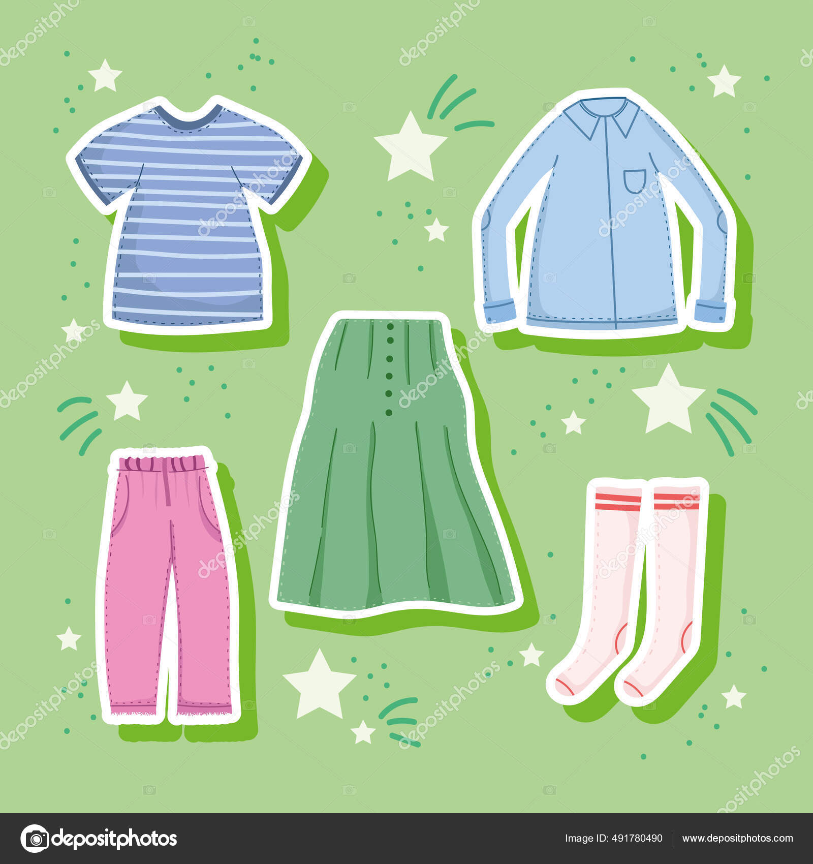 Cartoon clothes set Stock Illustration by ©stockgiu #491780490