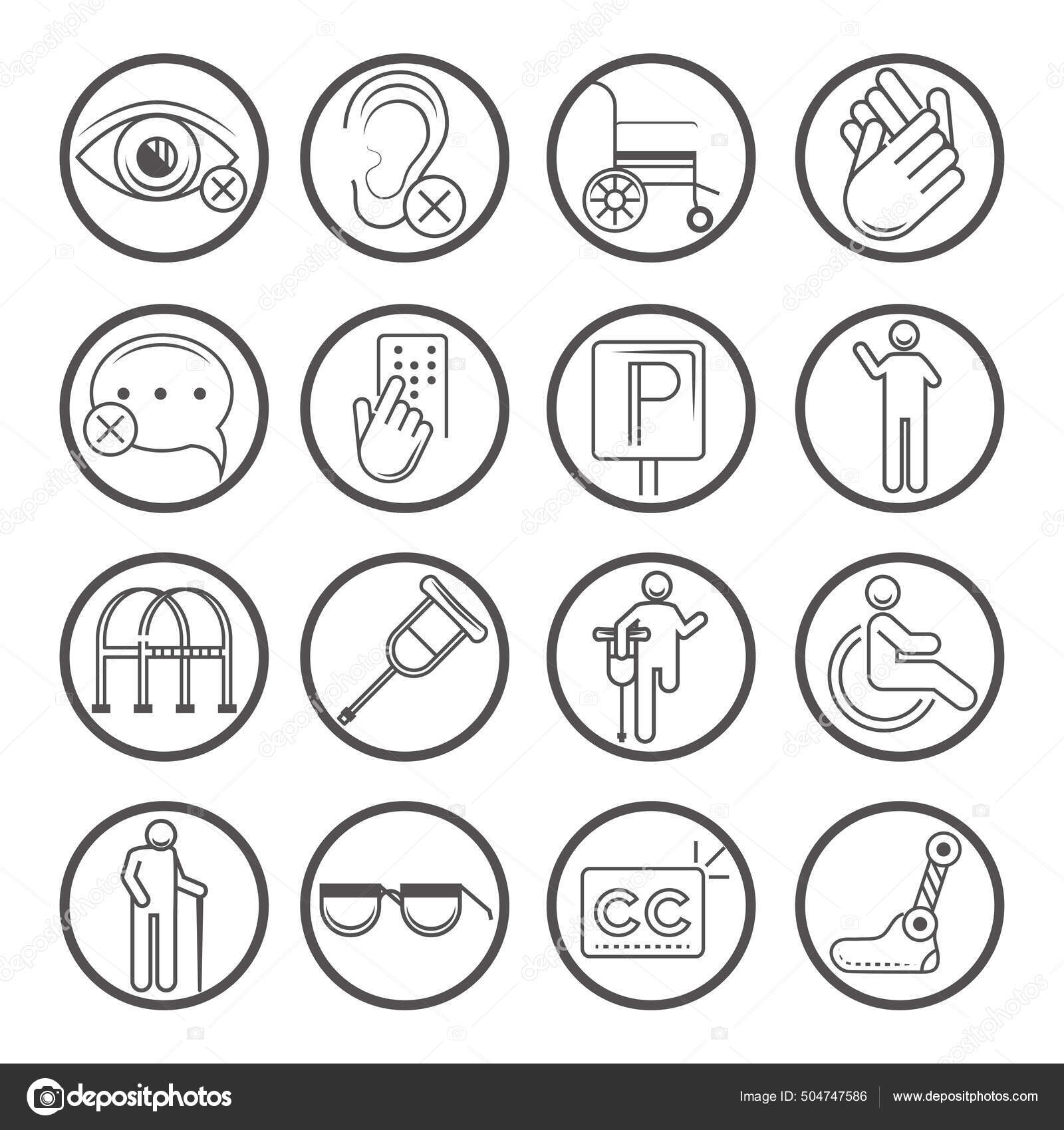Disabled pictogram symbols Stock Vector by ©stockgiu 504747586