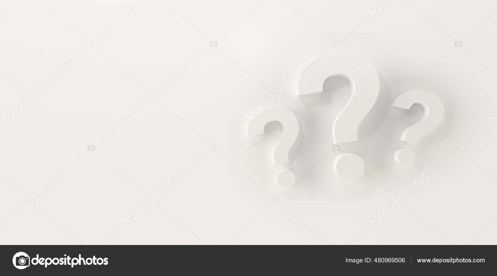 Three Question Marks Panoramic White Studio Background Rendering ...