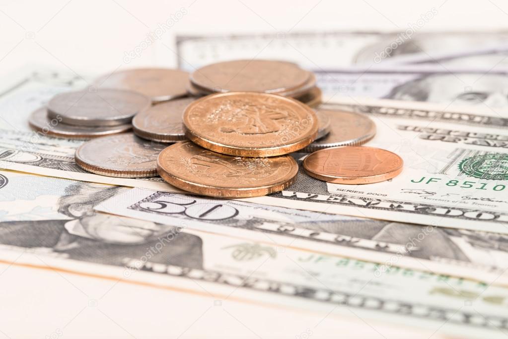 US coins on US banknotes close up Stock Photo by ©pinkblue 62572131