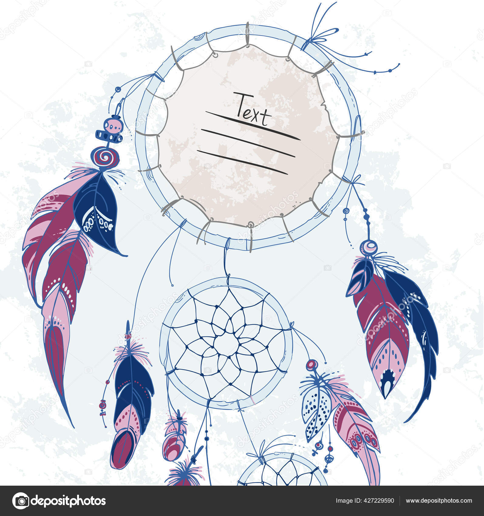 Dreamcatcher, Set of ornaments, feathers and beads. Native american ...
