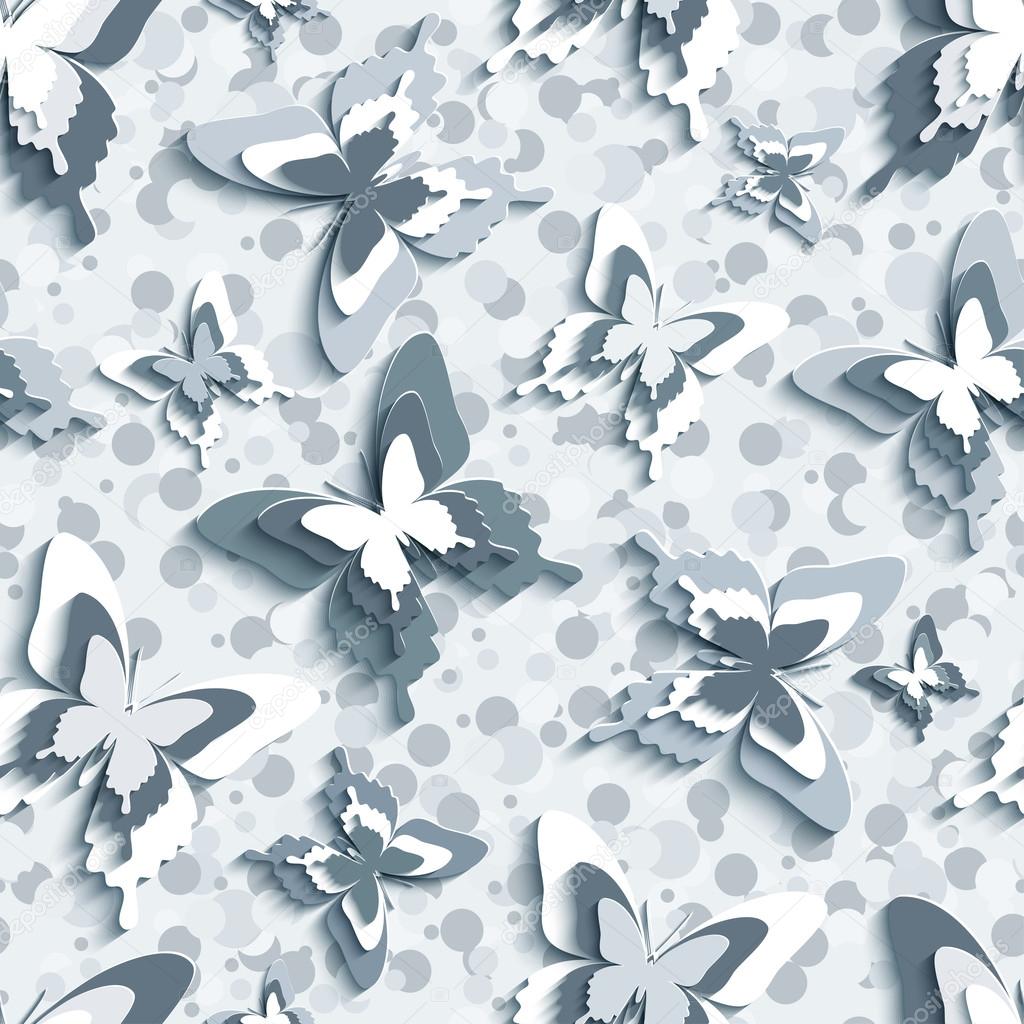 Modern seamless pattern with 3d butterflies Stock Vector Image by ...