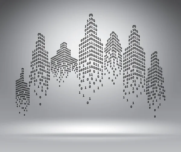Binary code in form of futuristic city skyline Stock Vector Image by ...