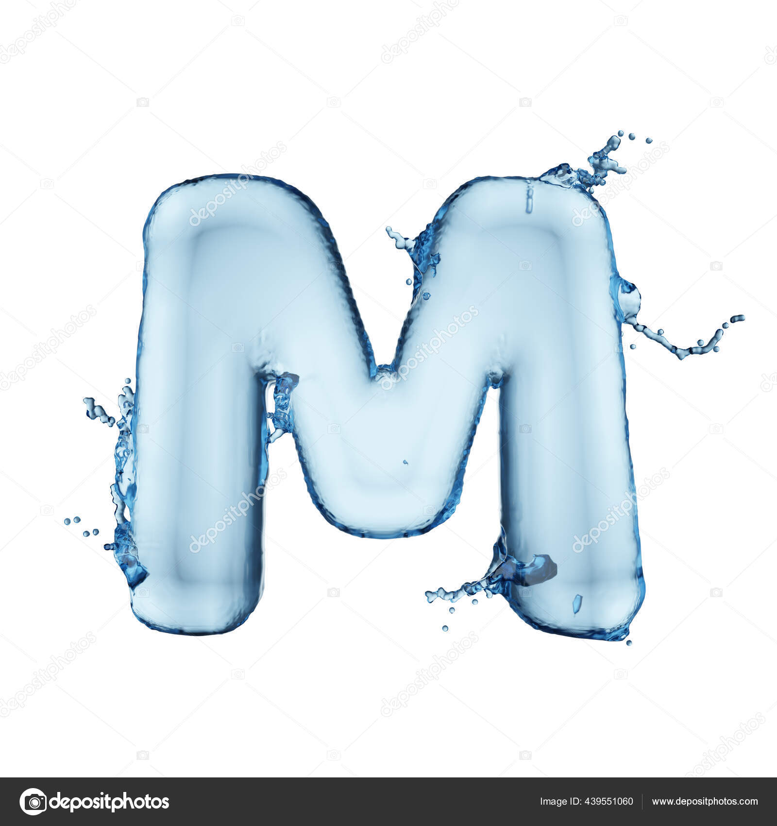 Letter Blue Water Splash Alphabet Isolated White Background Rendering ...