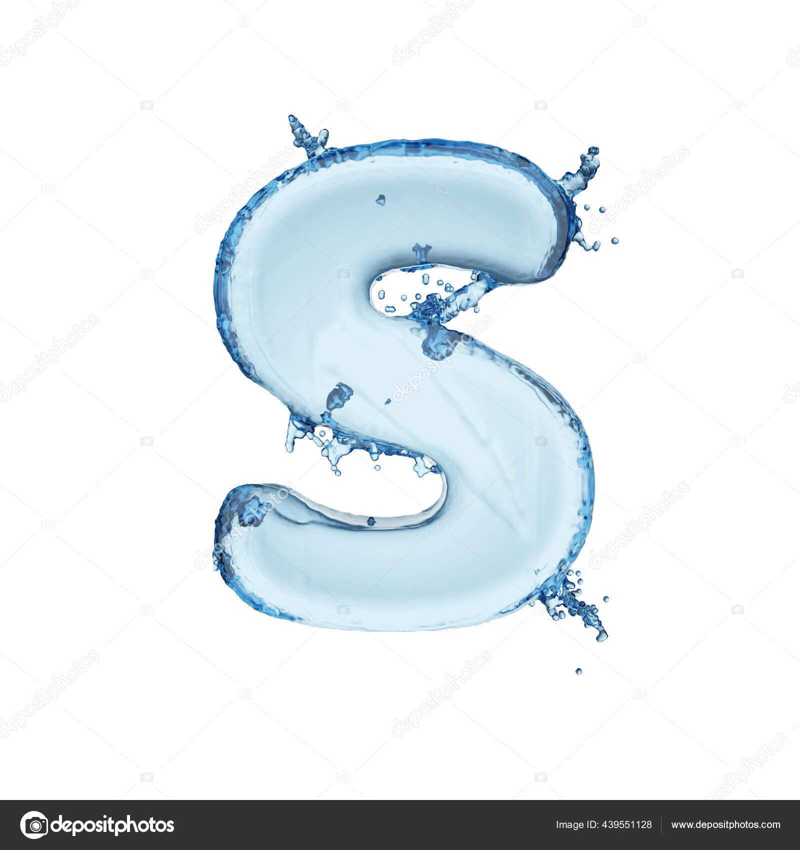 Letter Blue Water Splash Alphabet Isolated White Background Rendering ...