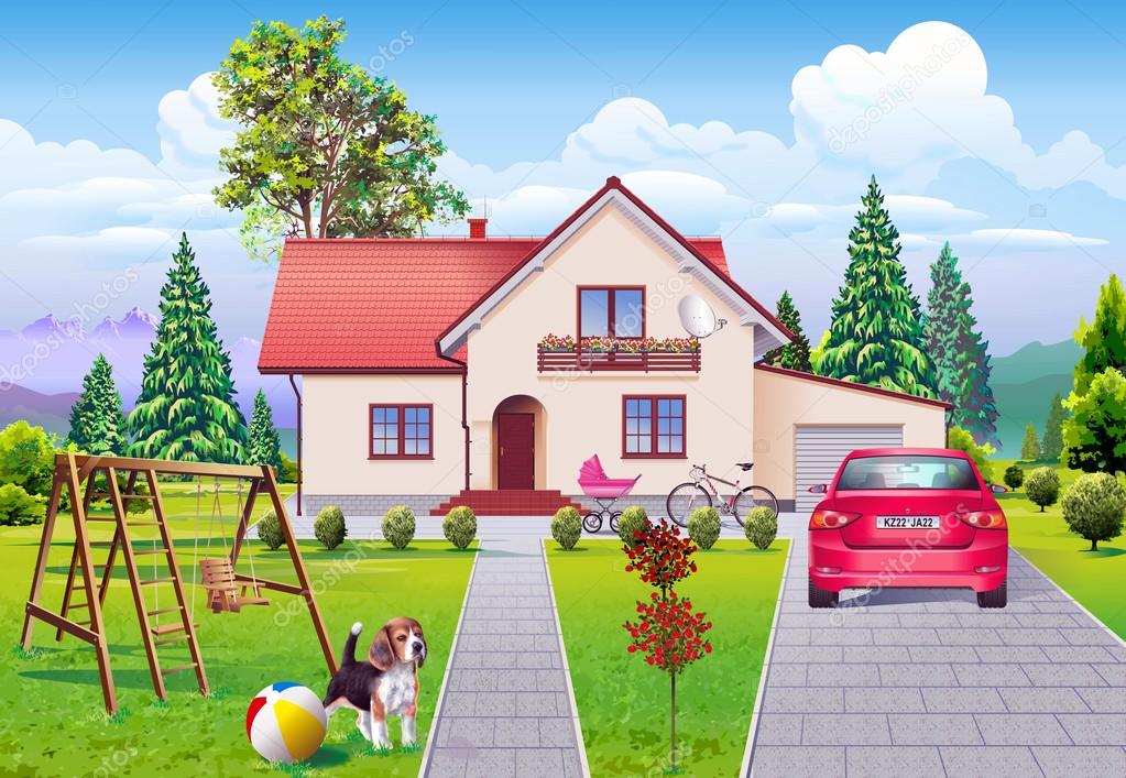 Single Family Dream Life Stock Illustration by ©welcomia #109080362