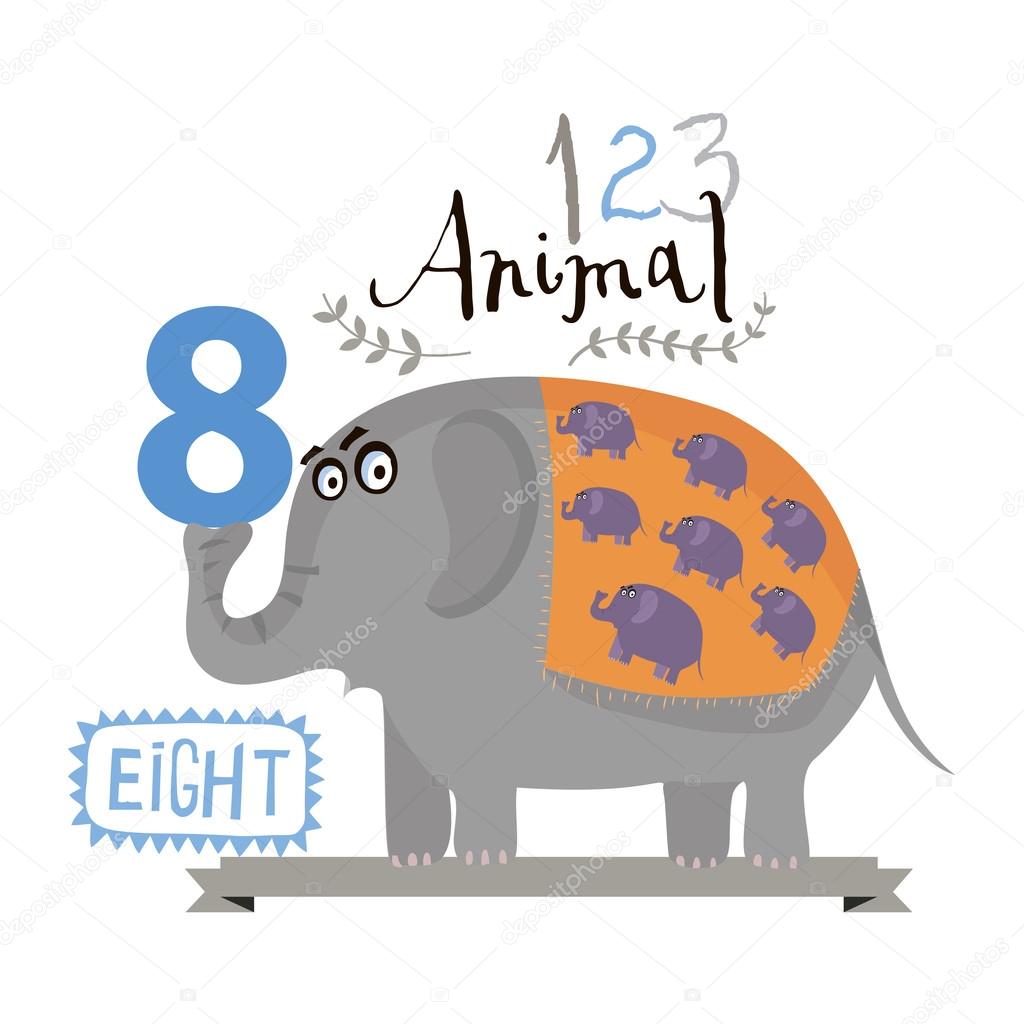 어린이 동물 및 인물의 알파벳. 숫자 8입니다. 벡터 일러스트 레이 션. 스톡 벡터 - ©svetabl 59747929