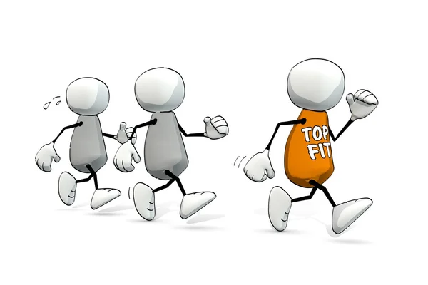 Little sketchy man with magnifier following a track of footprints Stock ...