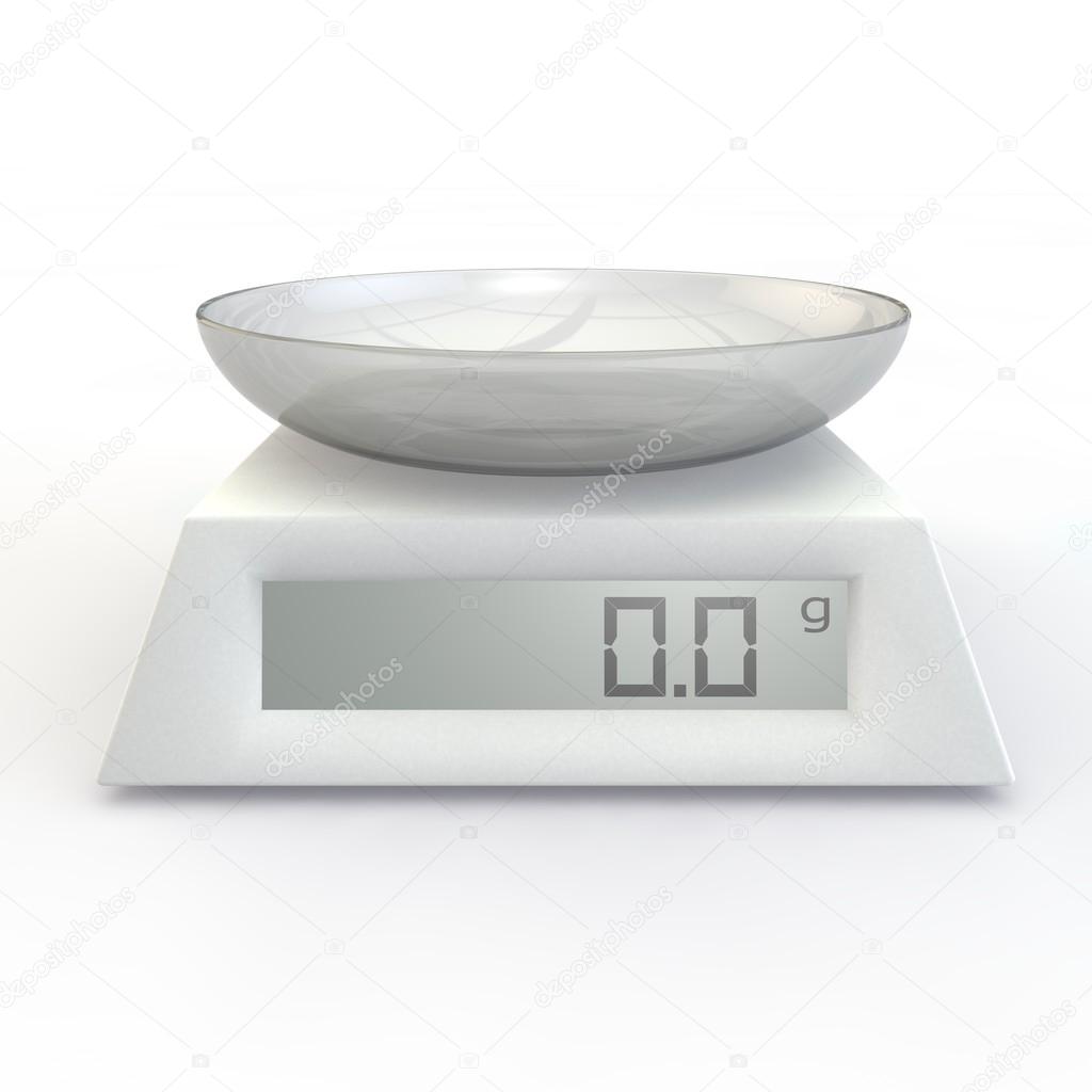 Kitchen scales with glass cup — Stock Photo © injenerker #84634114