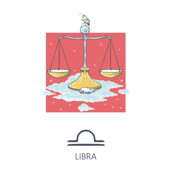 Zodiac sign Libra. The symbol of the astrological horoscope. Hand-drawn ...