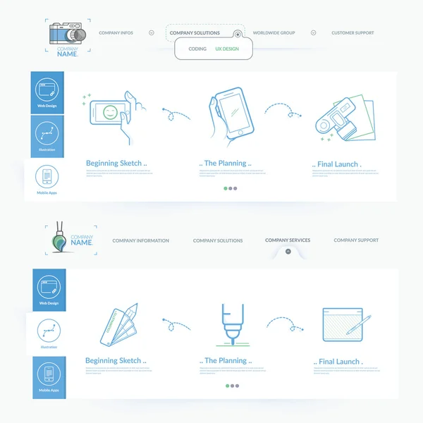 Web site design menu navigation elements with icons set Stock Vector by ...