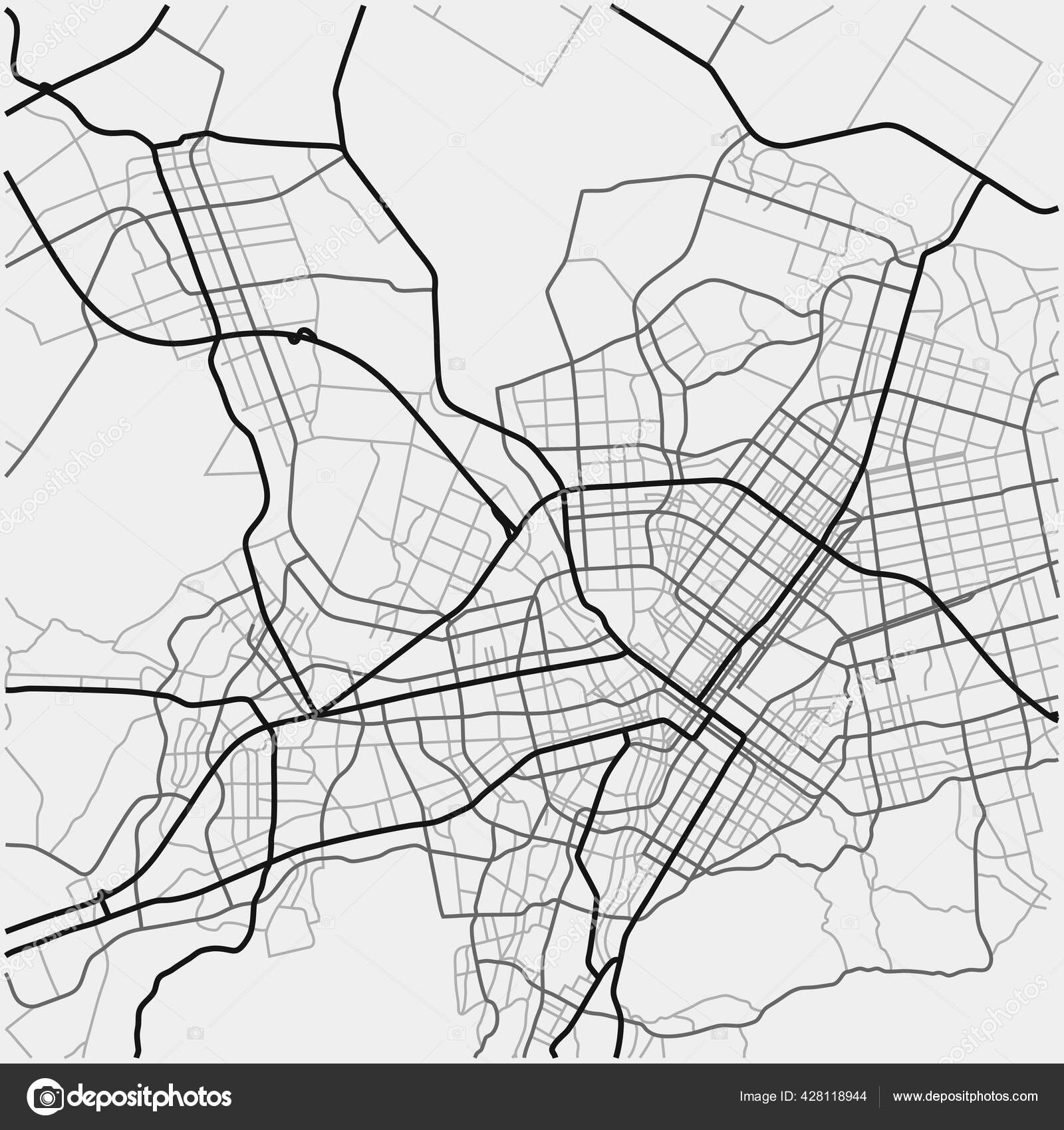 City Map Line Scheme Roads Town Streets Plan Urban Environment Stock ...
