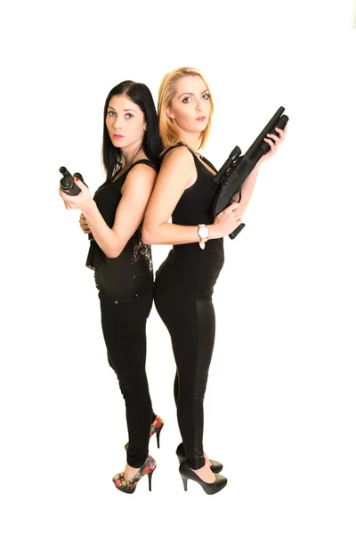 Two beautiful women with guns - Stock Image - Everypixel