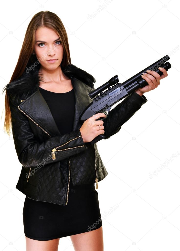 Young woman with tommy-gun Stock Photo by ©muro 85617766