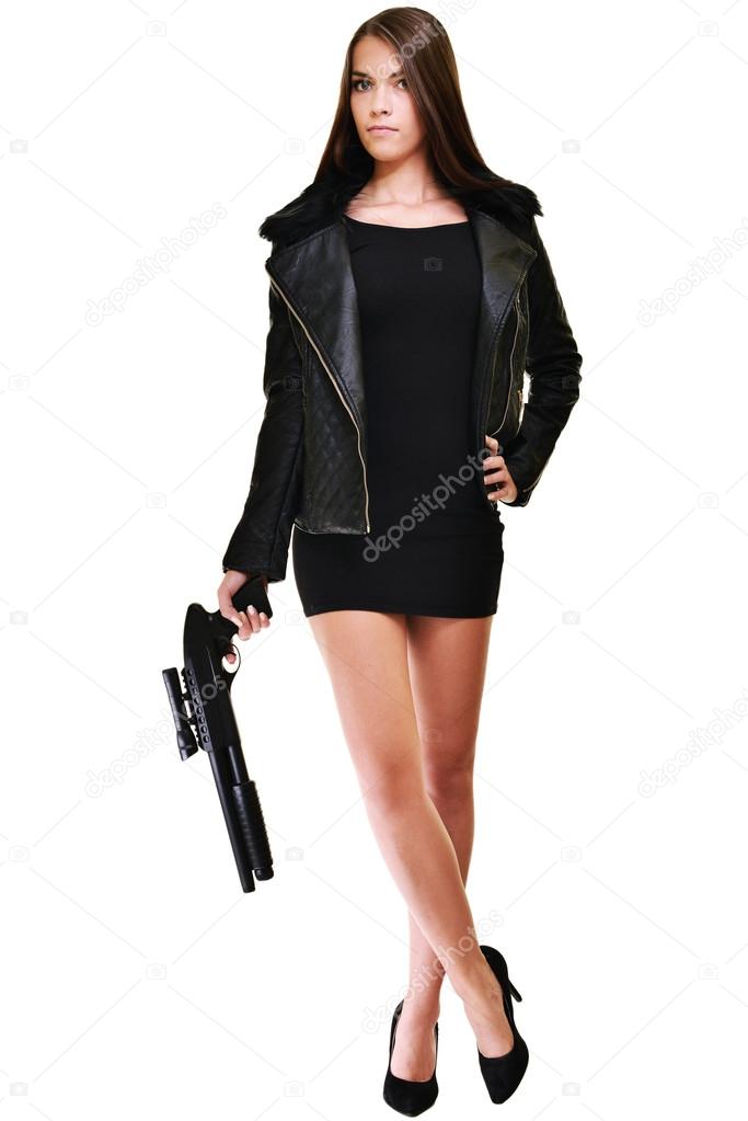 Young woman with tommy-gun Stock Photo by ©muro 85617862