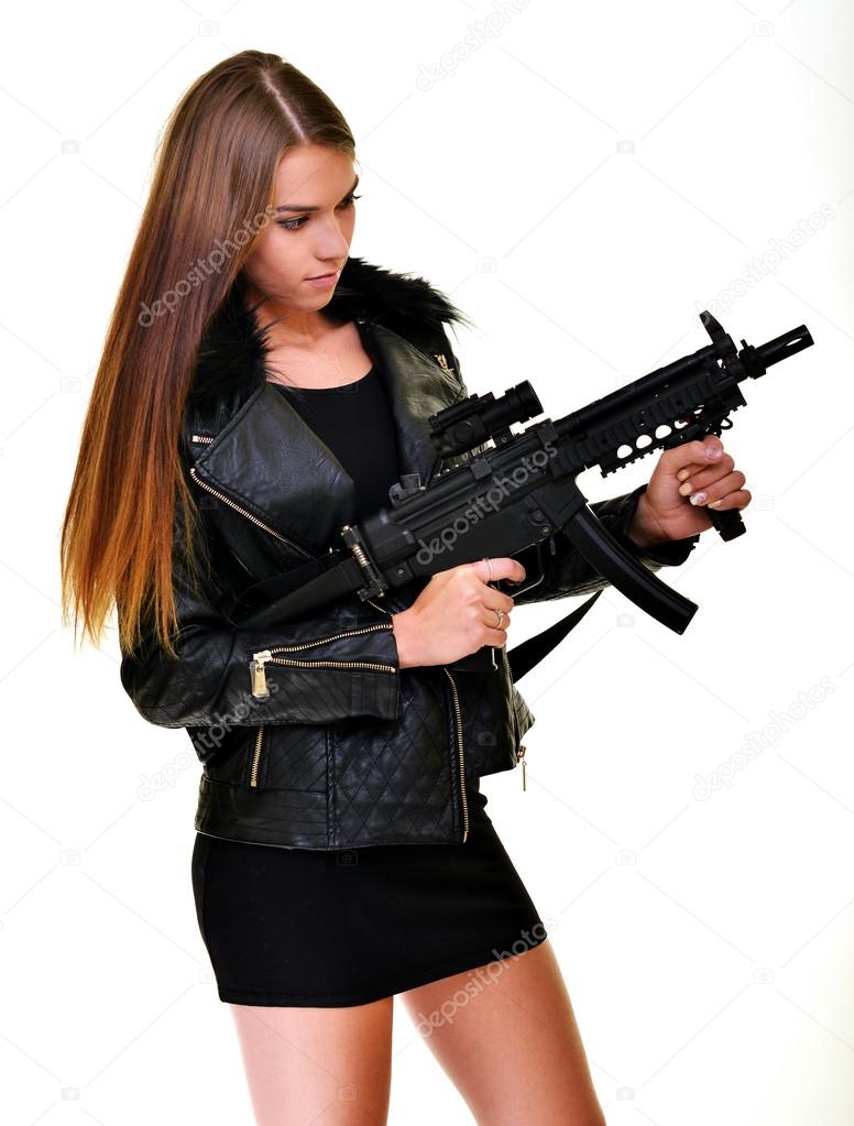 Young woman with tommy-gun Stock Photo by ©muro 85617954