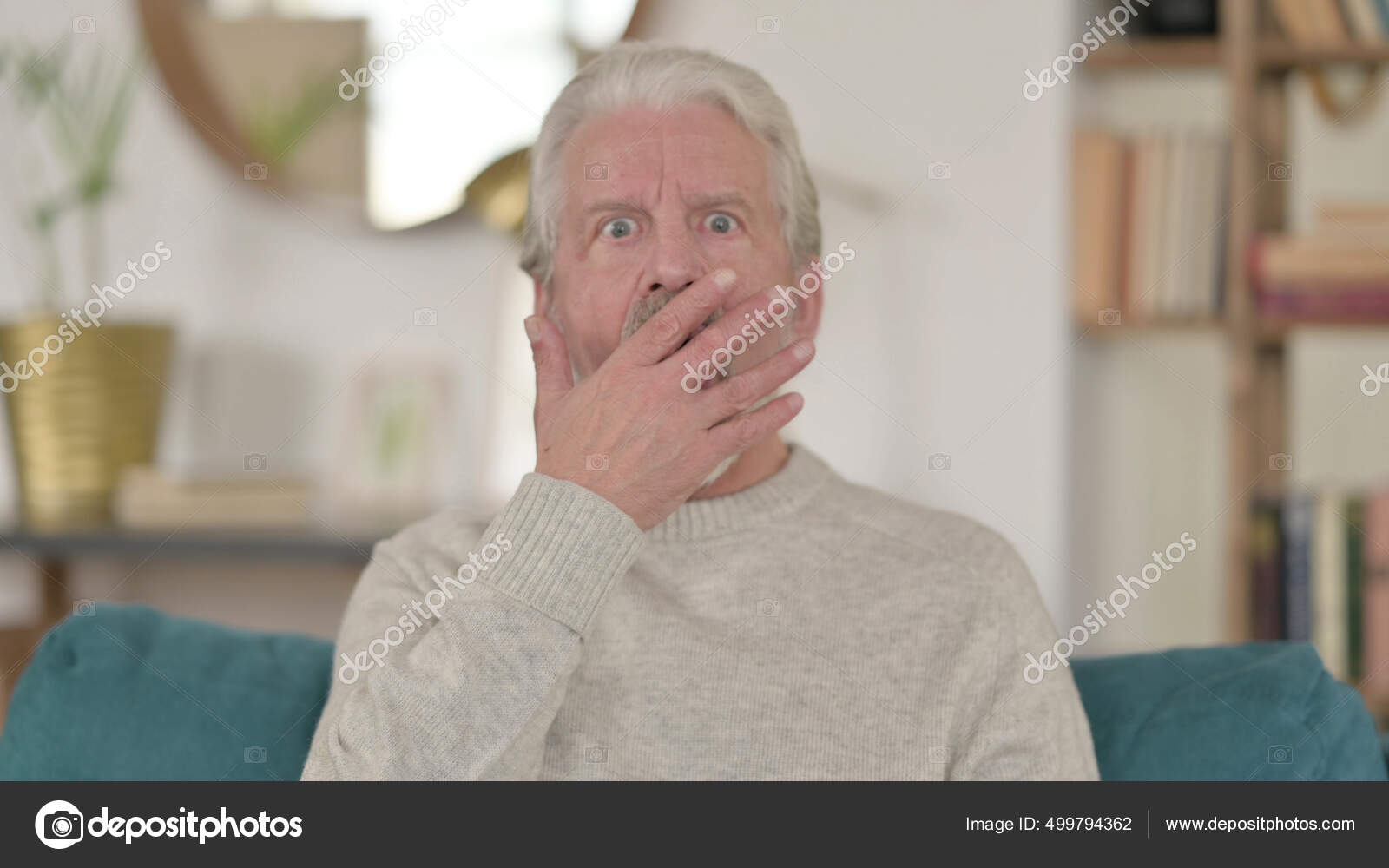 Senior Old Man Feeling Shocked at Home — Stock Photo © mustang.marshal ...