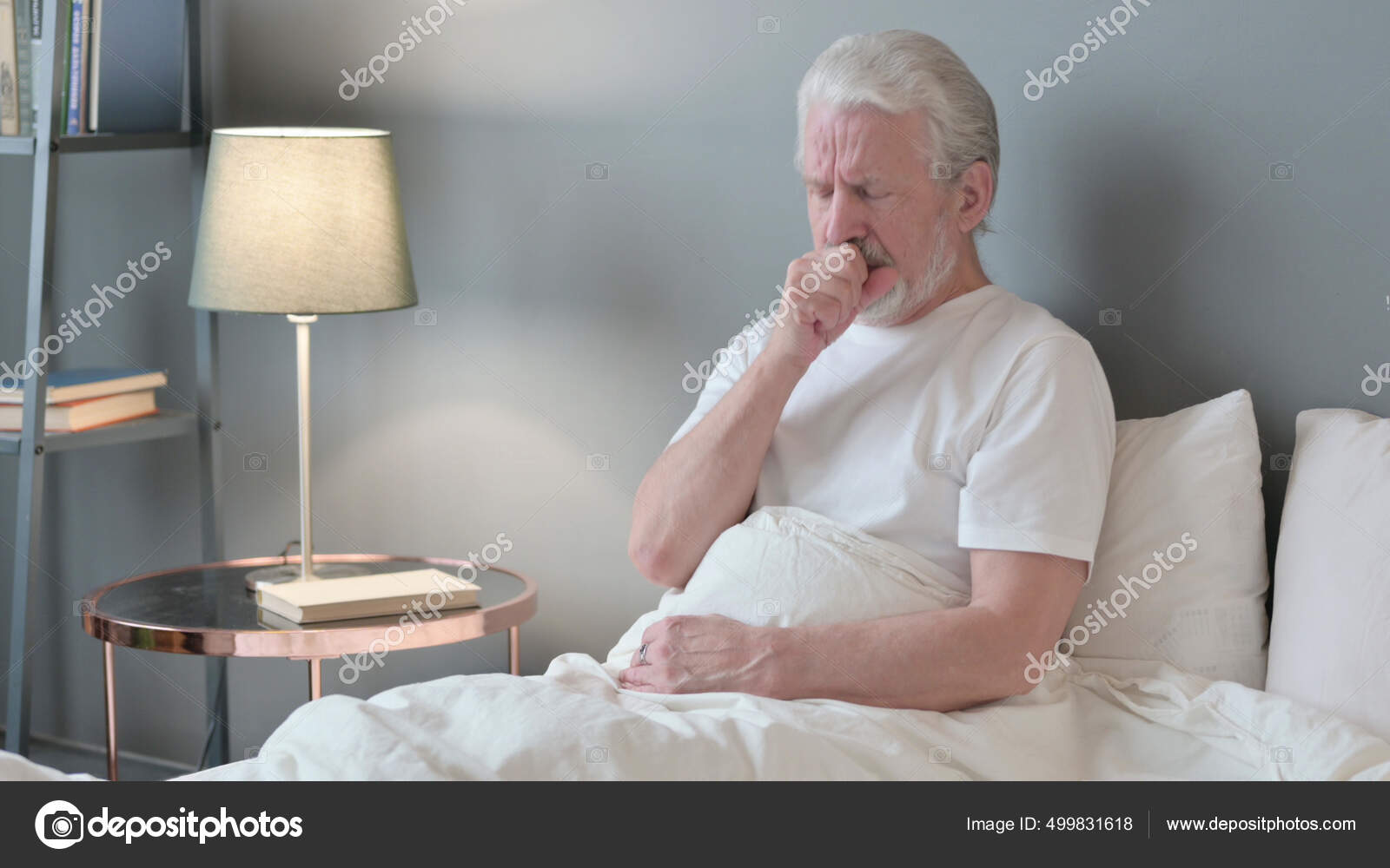 Sick Senior Old Man Coughing in Bed Stock Photo by ©mustang.marshal ...