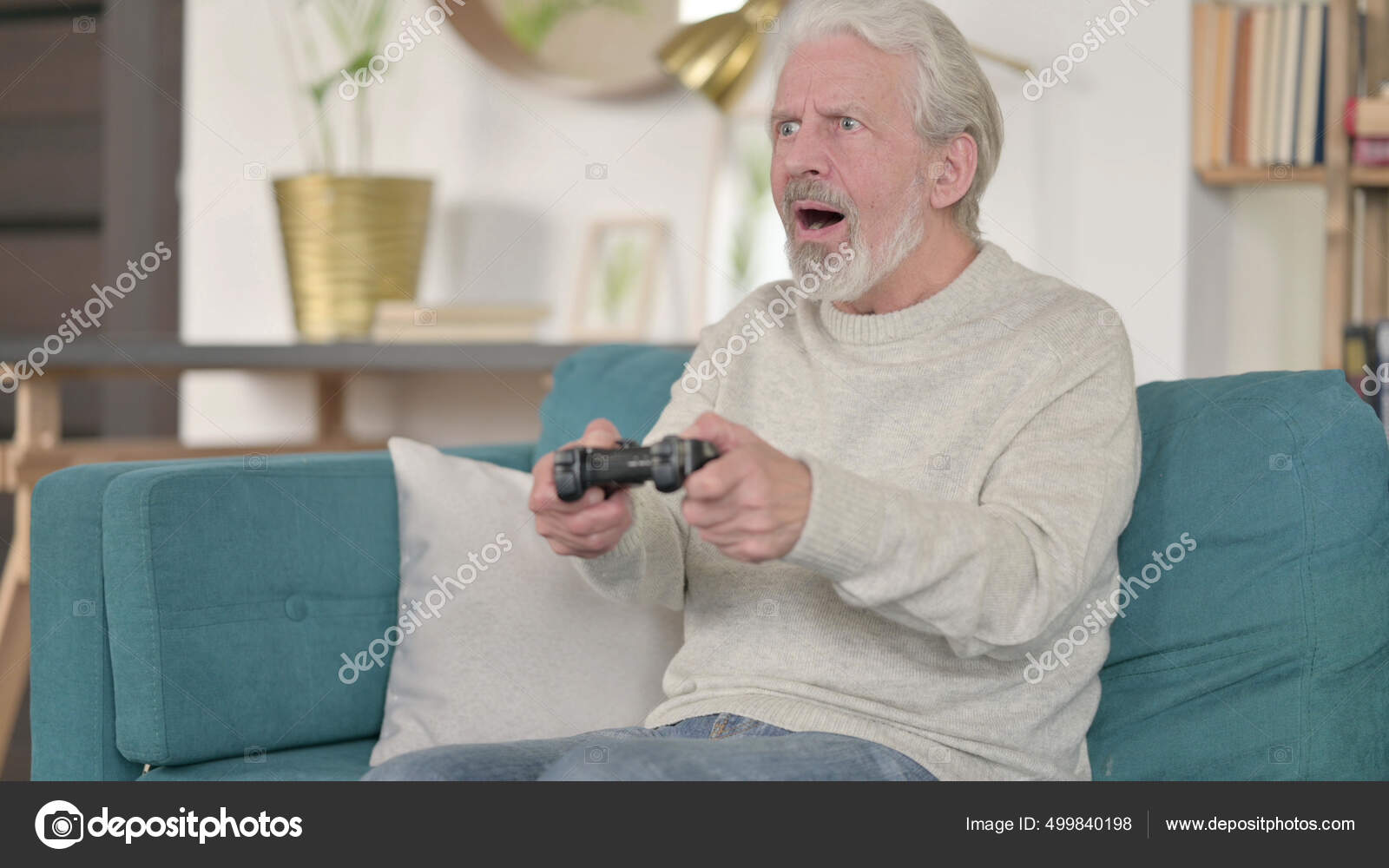 Old Man Playing Video Games