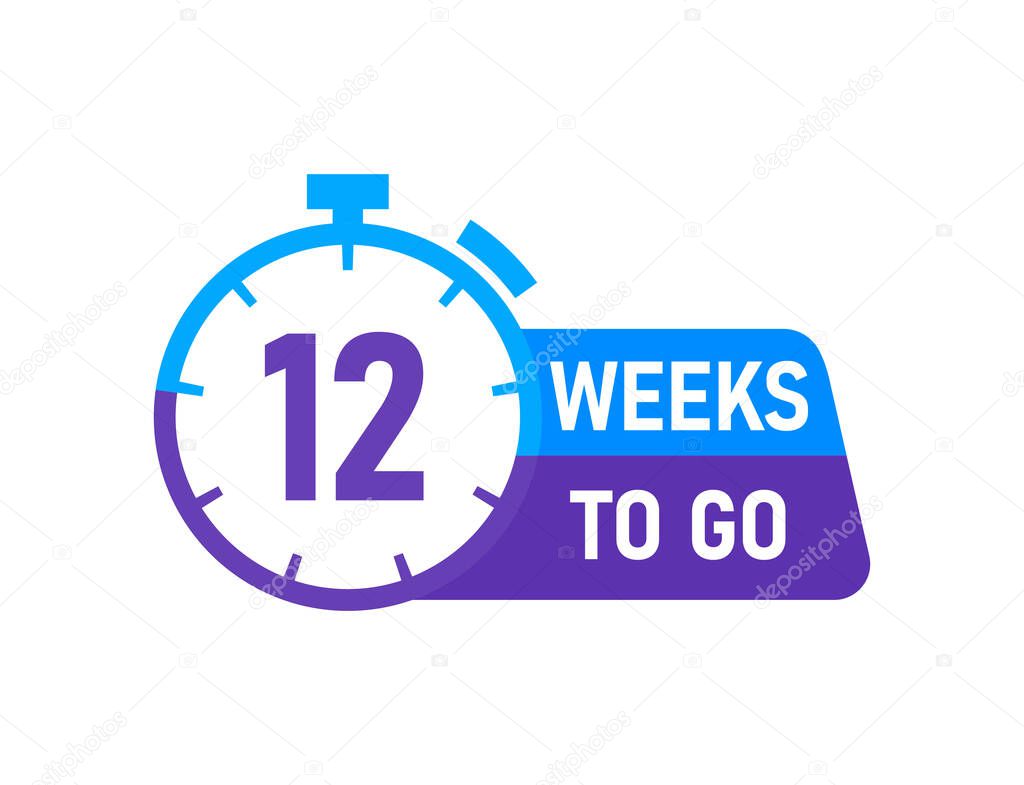 12 semanas para ir etiquetas sobre fondo blanco 2022